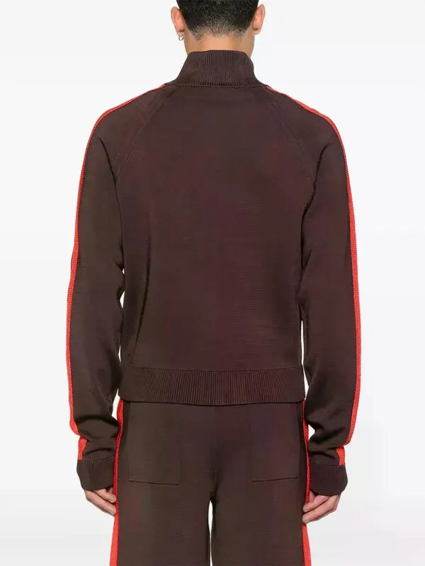 WALES BONNER Zip-fastening Striped Sweatshirt - Brown