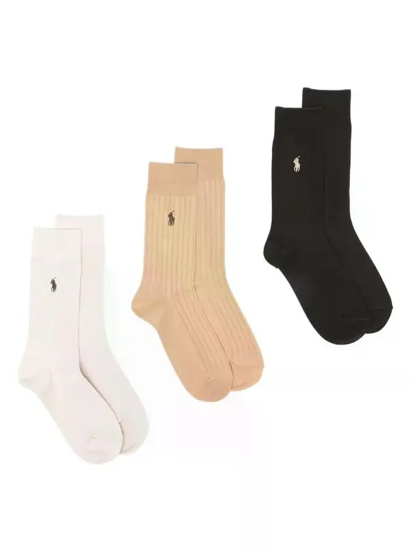 Ralph Lauren Polo Pony-embroidered Ankle Socks - Neutrals