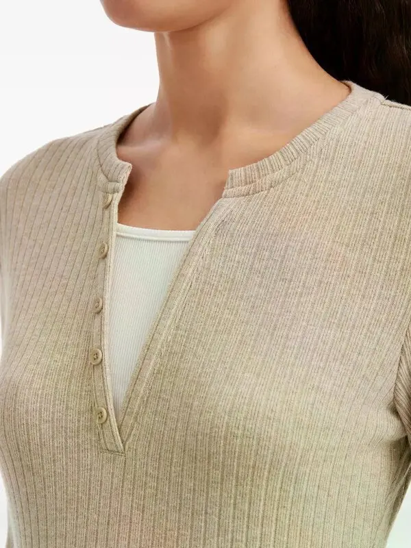 B+AB Buttoned Ribbed Top - Neutrals