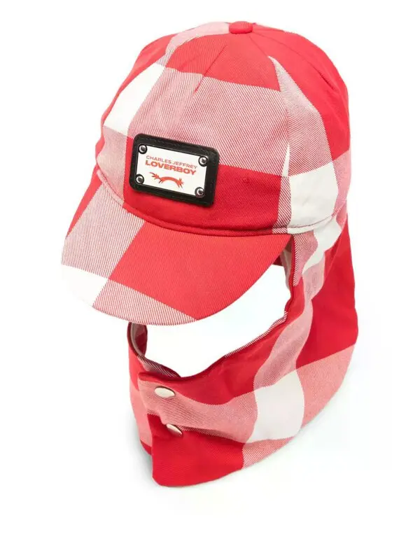 CHARLES JEFFREY Checked Cap - Red