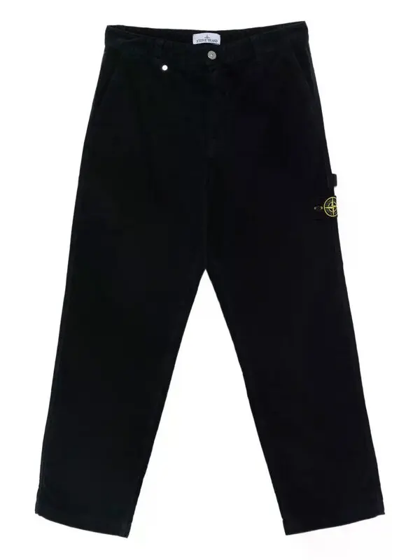 Stone Island Trousers With Compass Badge - Black