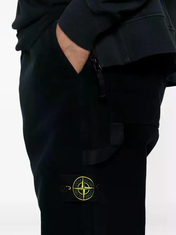 Stone Island Trousers With Compass Badge - Black