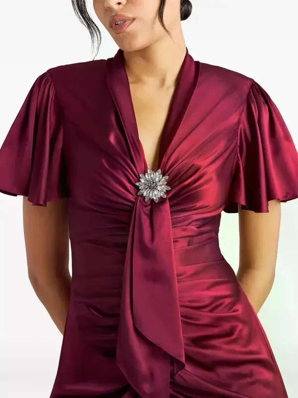 Cinq À Sept Peeta Brooch Ruffled Midi Dress