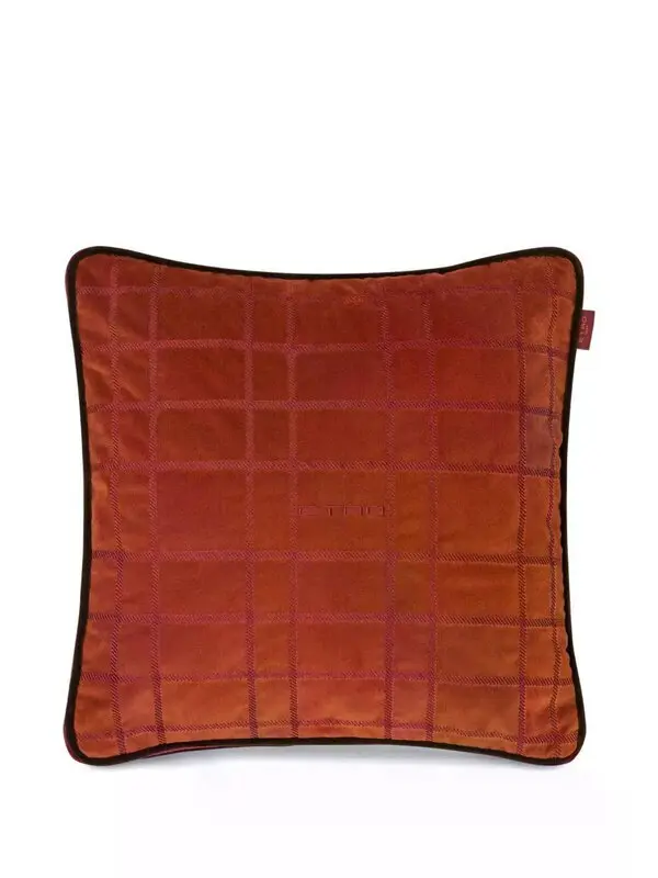 Etro Embroidered Velvet Cushion - Orange
