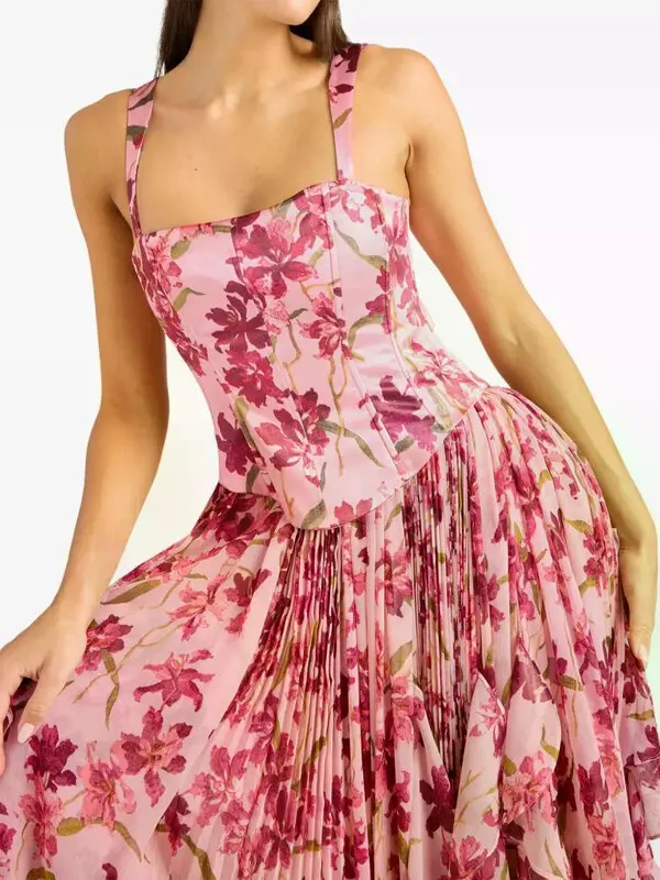 strapless open back dress Rent Oh Polly Perla Embellished Corset Kaftan Mini Dress in Hot Pink main image 1