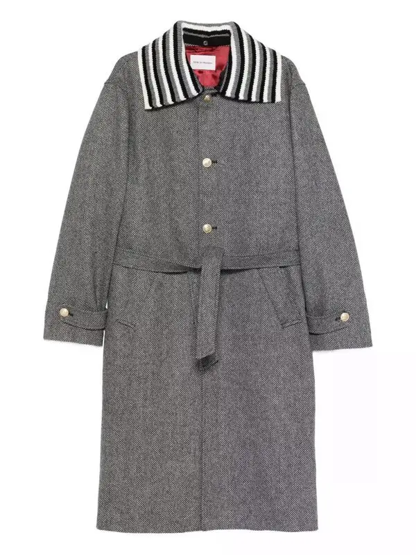 Drole De Monsieur Striped-collar Belted Coat