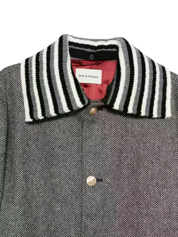 Drole De Monsieur Striped-collar Belted Coat