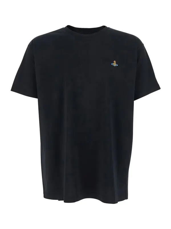 Vivienne Westwood Crewneck T-Shirt With Orb Embroidery In Black