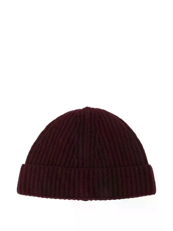 AMARANTO Ribbed Knit Beanie - Purple
