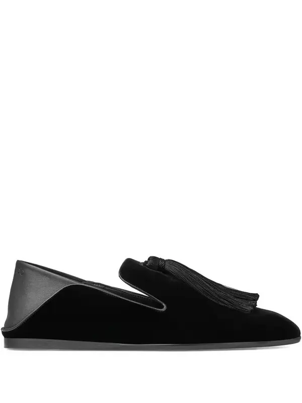 JIMMY CHOO Eliot Velvet Loafers With Tassel Detail