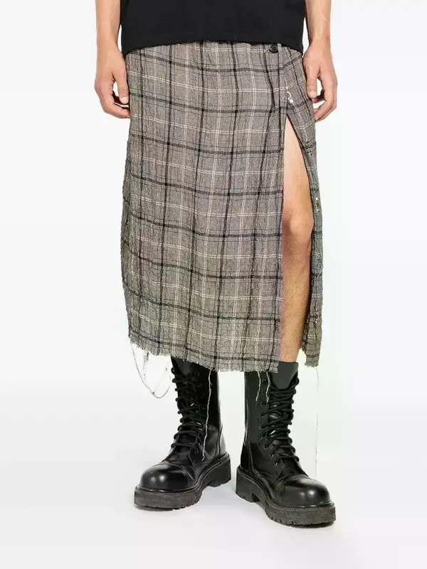 UNDERCOVERISM Check-patterned Kilt With Leather Waistband