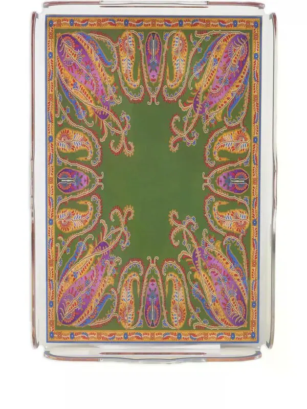 Etro Paisley Rectangular Tray - Green
