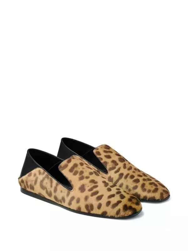 JIMMY CHOO Leopard Print Smoking Slippers - Neutrals