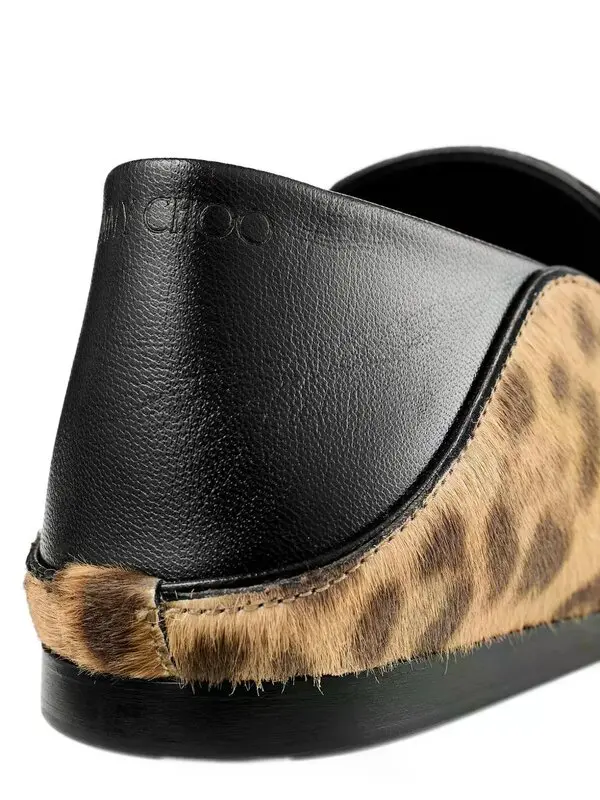 JIMMY CHOO Leopard Print Smoking Slippers - Neutrals