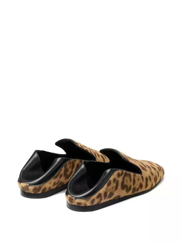 JIMMY CHOO Leopard Print Smoking Slippers - Neutrals