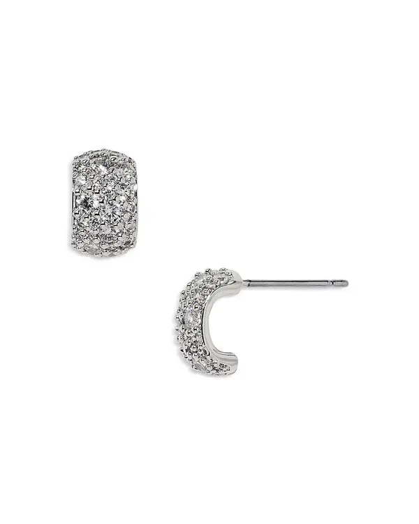 Nadri Crushed Pave Stud Earrings - Silver
