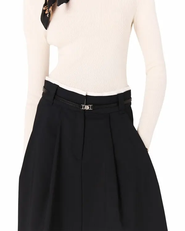 Maje Jadine Belted Midi Skirt
