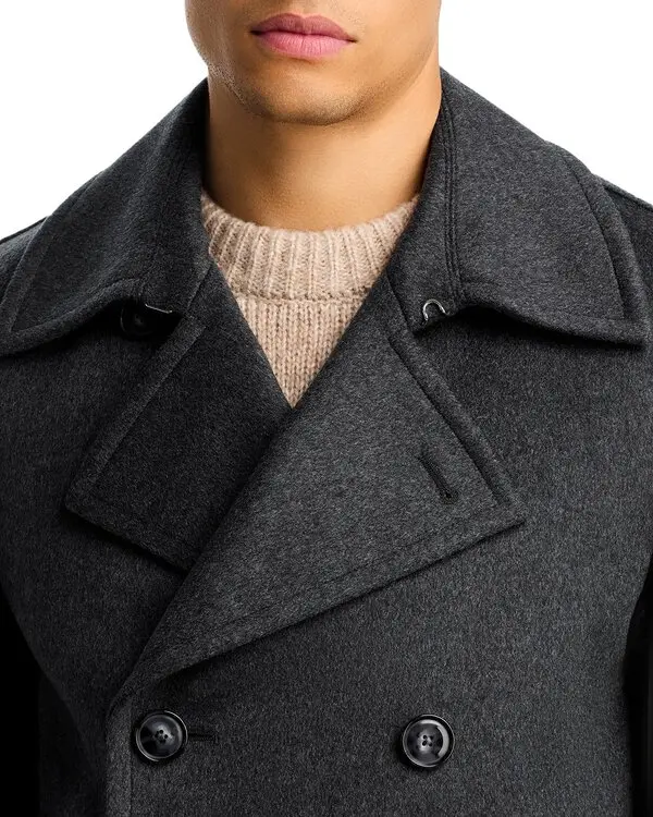 BOSS Hyde Wool And Cashmere Pea Coat - Medium Grey