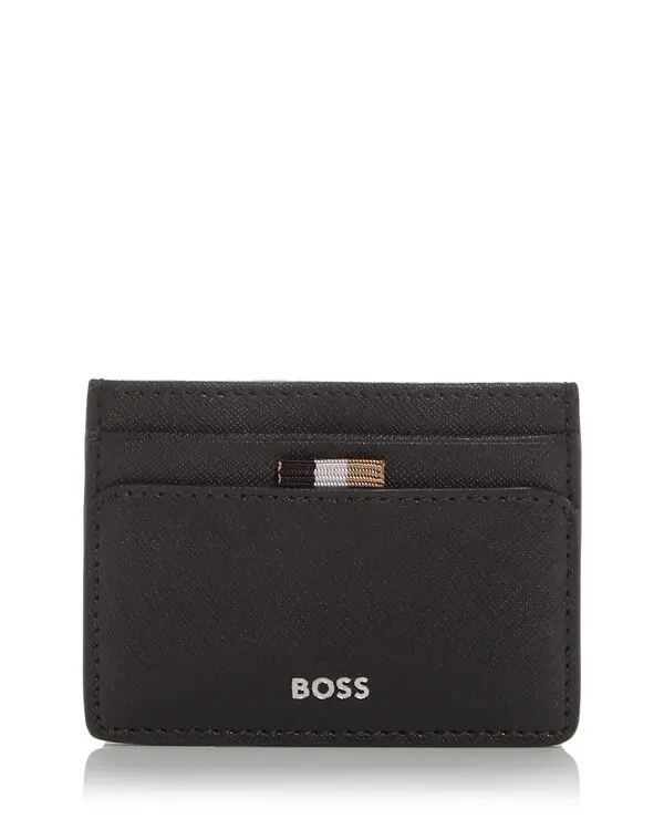 BOSS Zair Leather Card Case - Dark Brown