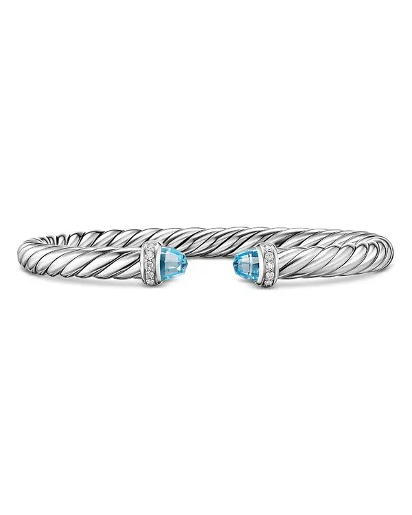 David Yurman Cable Flex Bracelet In Sterling Silver With Gemstones - Blue/silver