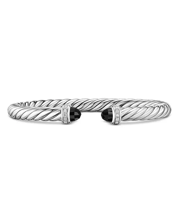 David Yurman Cable Flex Bracelet With Black Onyx And Diamonds - Black/silver