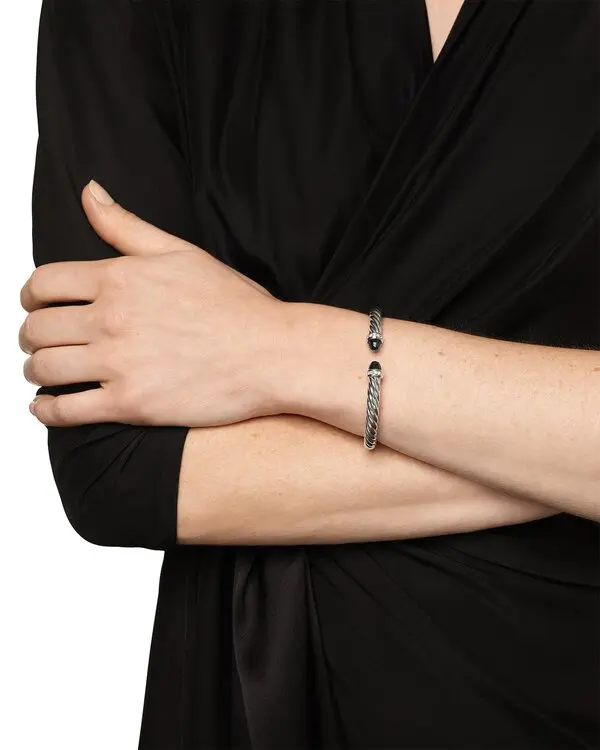 David Yurman Cable Flex Bracelet With Black Onyx And Diamonds - Black/silver