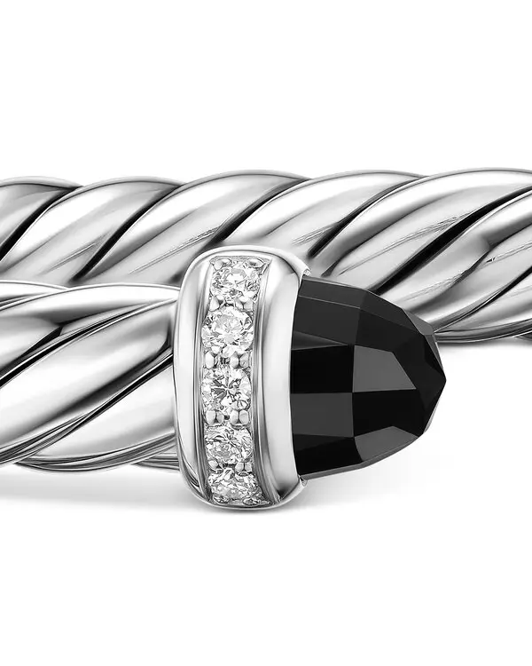 David Yurman Cable Flex Bracelet With Black Onyx And Diamonds - Black/silver