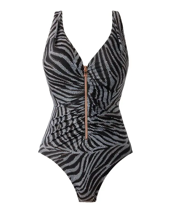 Miraclesuit Zirconic Zipt One Piece Swimsuit