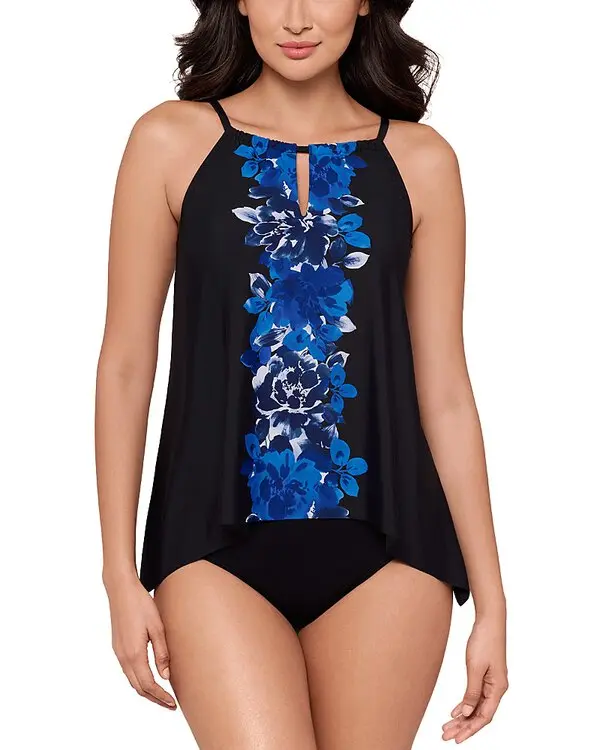 Miraclesuit Ombra Fiore Peephole Tankini Top - Black/multi