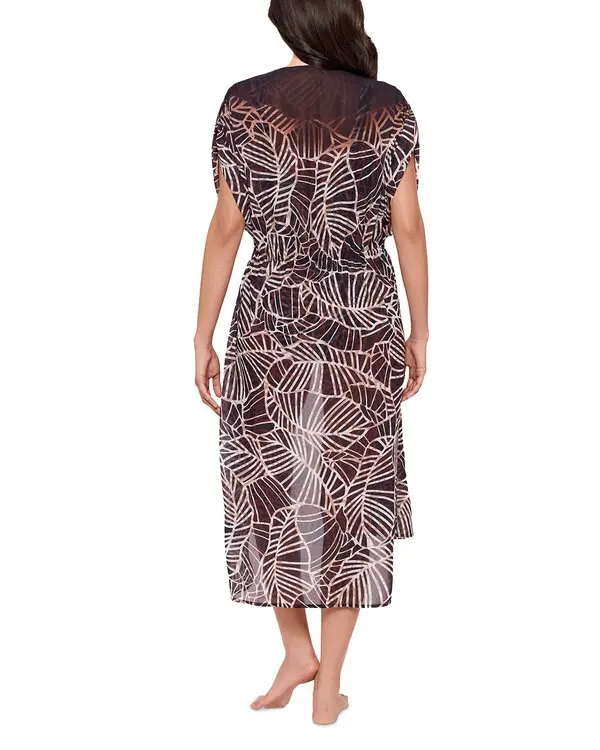 Miraclesuit Lets Be Fronds Swim Cover-up Kimono - Black/multi
