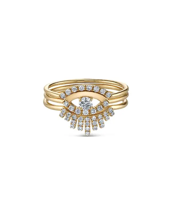 SYDNEY EVAN 14k Yellow Diamond Pave Evil Eye Ring Set - Gold