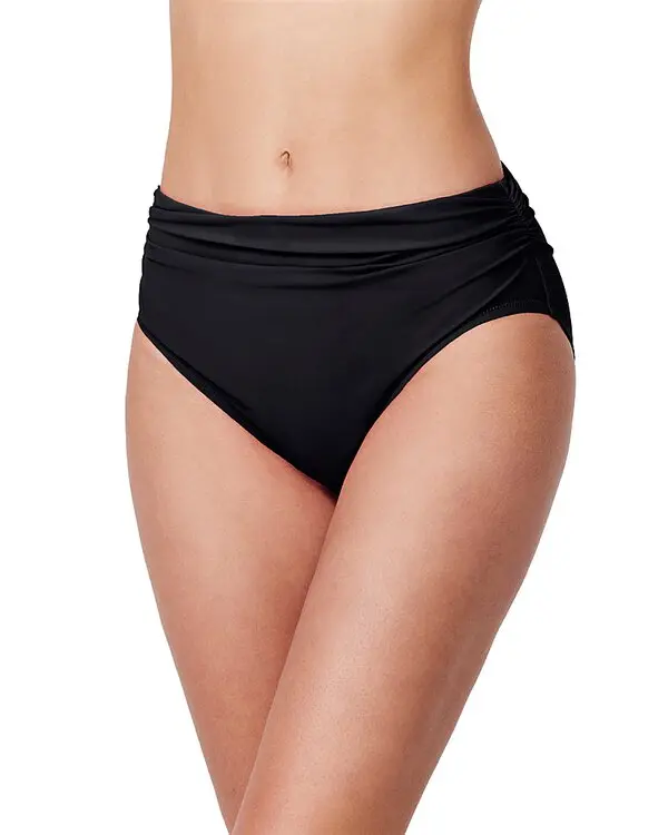 GOTTEX Mid Rise Shirred Bikini Bottom - Black