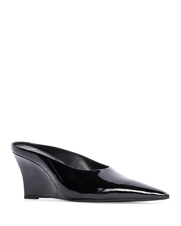 BLACK SUEDE STUDIO Pointed Wedge Pumps - Black Patent