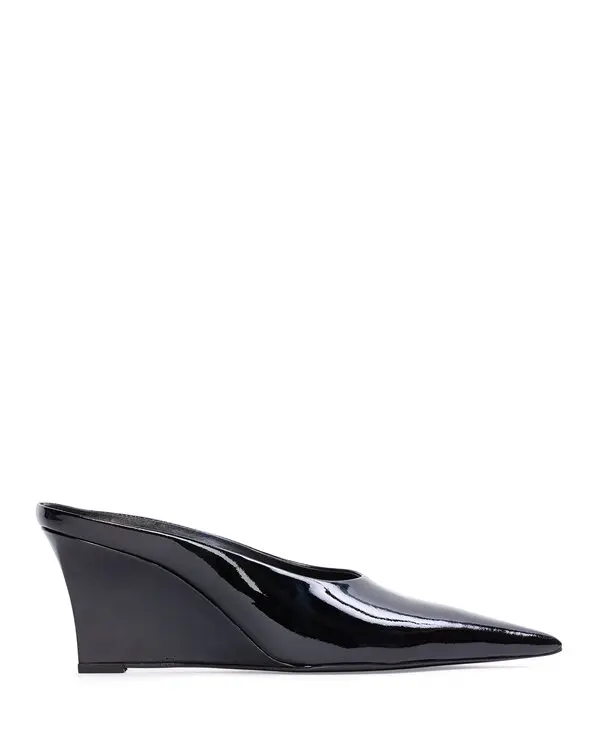 BLACK SUEDE STUDIO Pointed Wedge Pumps - Black Patent