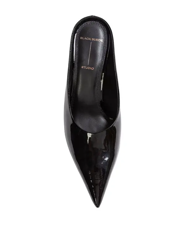 BLACK SUEDE STUDIO Pointed Wedge Pumps - Black Patent