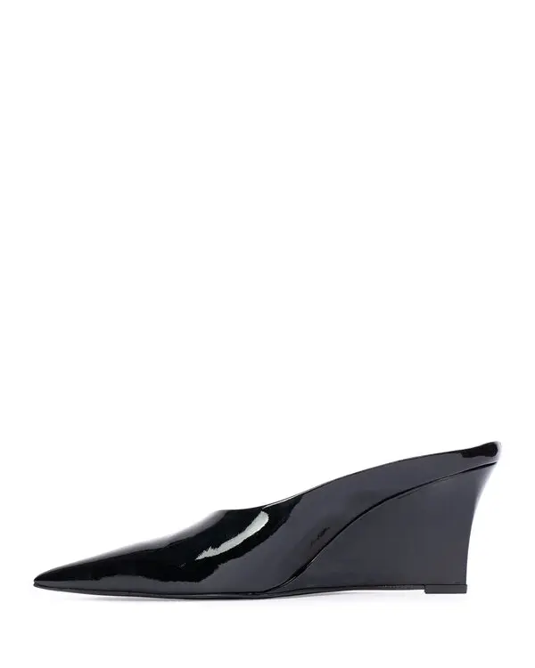 BLACK SUEDE STUDIO Pointed Wedge Pumps - Black Patent
