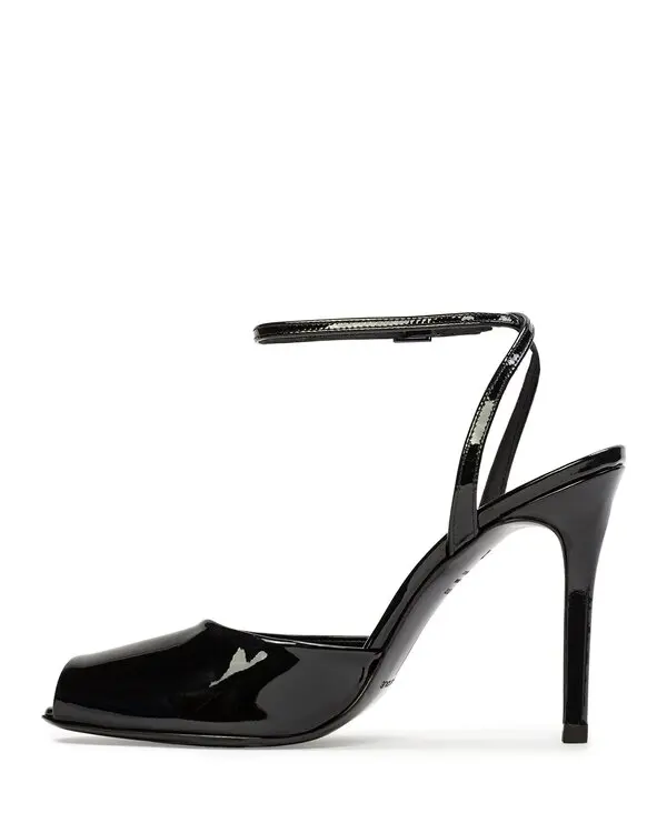 BLACK SUEDE STUDIO Square Toe Leather Sandals - Black