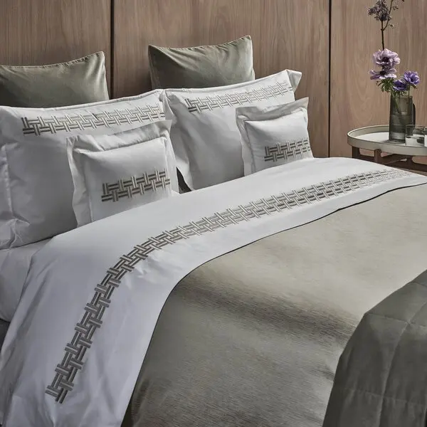 Frette Basketweave Embroidery Duvet Cover, Queen