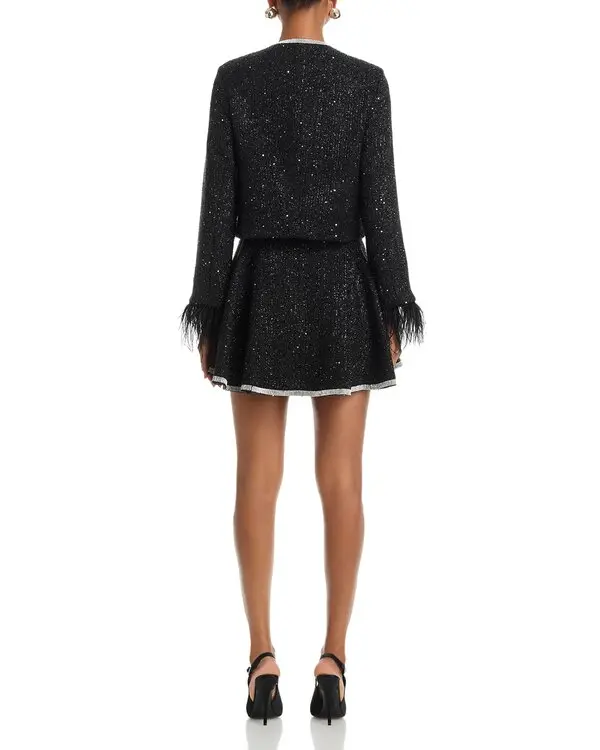 Aqua Rhinestone Tweed Mini Skirt