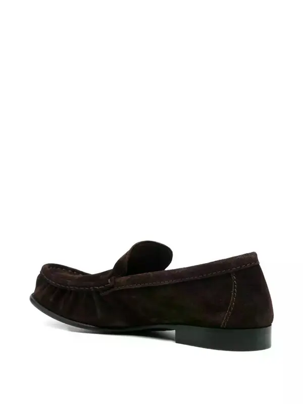 Miu Miu Suede Loafers With Embossed Logo - Brown