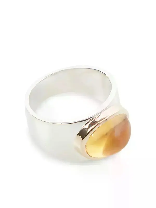 PEARLS BEFORE SWINE Citrine Gemstone Inlay Ring - Silver