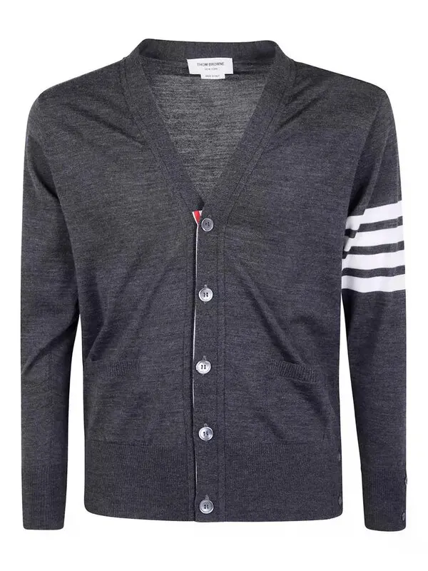Thom Browne Stripe Detail Cardigan - Grey