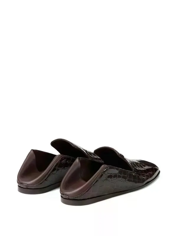 JIMMY CHOO Eliot Crocodile-embossed Leather Slippers - Brown