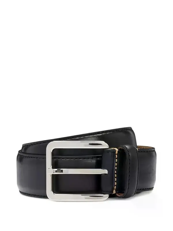 BOSS Square Buckle Leather Belt - Black