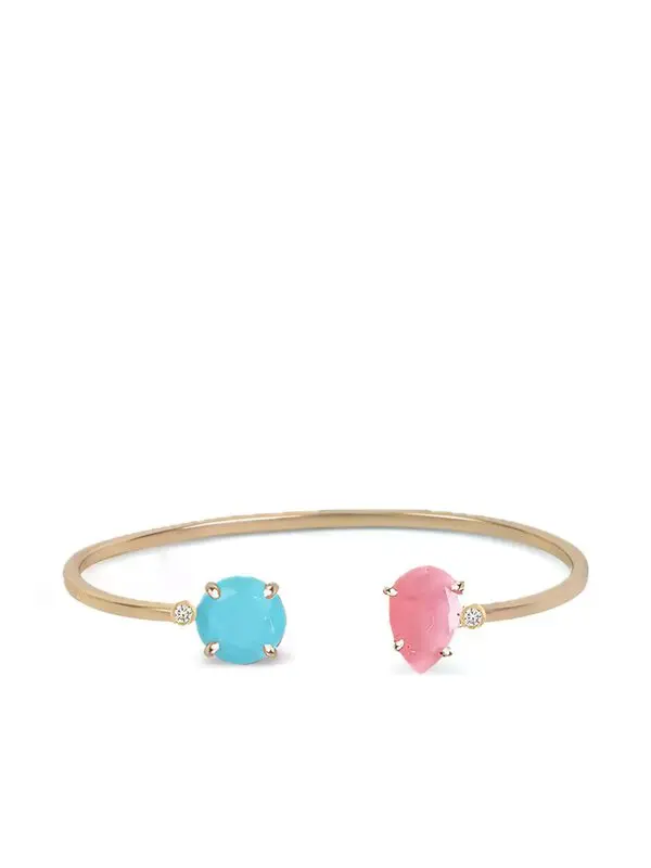 ATELIER MON Chalcedony And Moonstone Open Cuff Bracelet - Gold