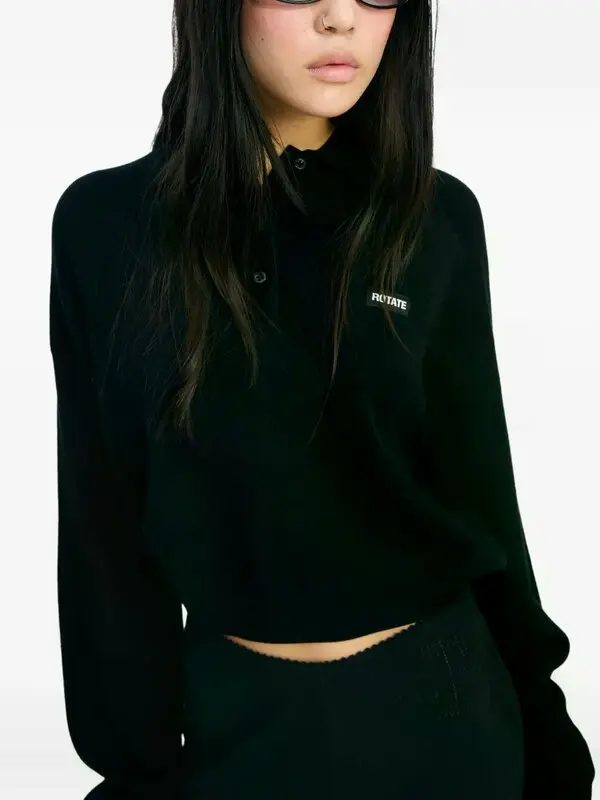 ROTATE BY BIRGER CHRISTENSEN Long-sleeve Polo Shirt - Black