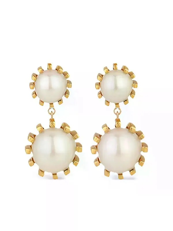 ATELIER MON Freshwater Pearl Plated Drop Earrings - Gold