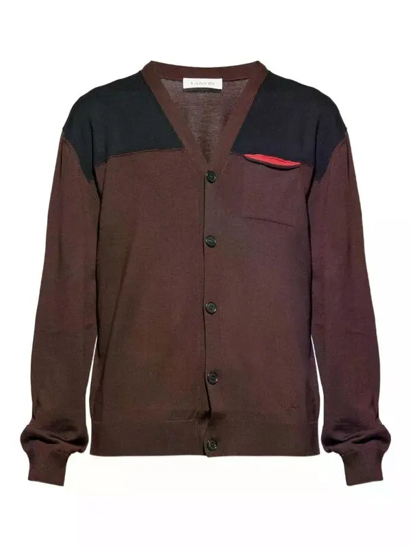 LANVIN Colourblock Chest-pocket Cardigan