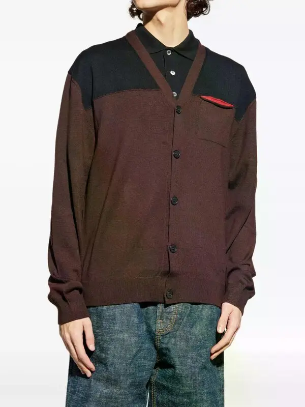 LANVIN Colourblock Chest-pocket Cardigan