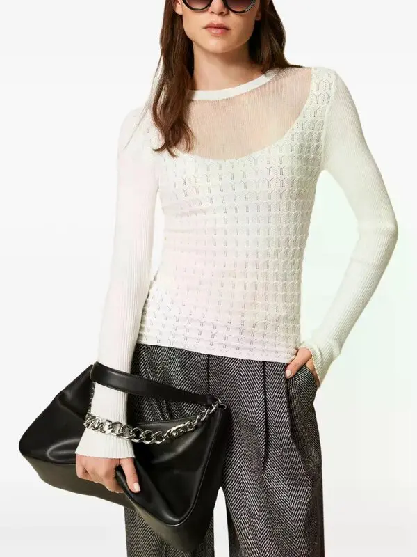 TWINSET Long Sleeve See-through Sweater